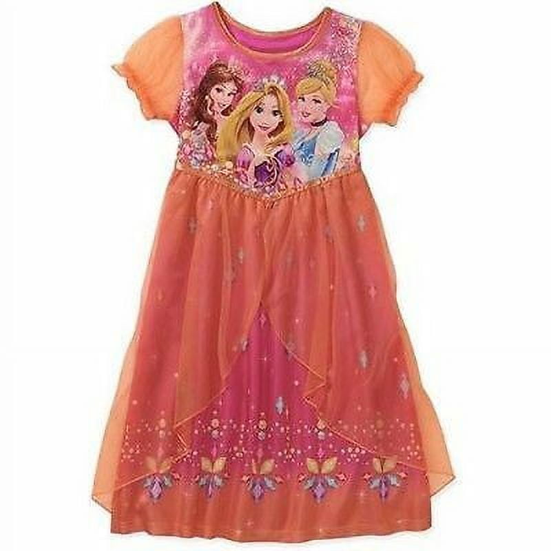 Disney Princess Rapunzel Belle Short Sleeve Nightgown Pajama Girl Size ...