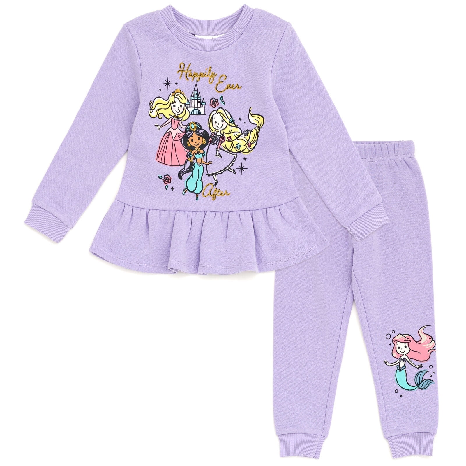 Disney Princess Rapunzel Jasmine Aurora Toddler Girls Fleece Sweatshirt ...