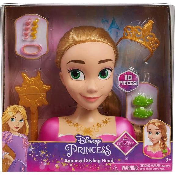 Disney Princess Rapunzel Styling Head, Blonde Hair, 10 Piece Pretend ...