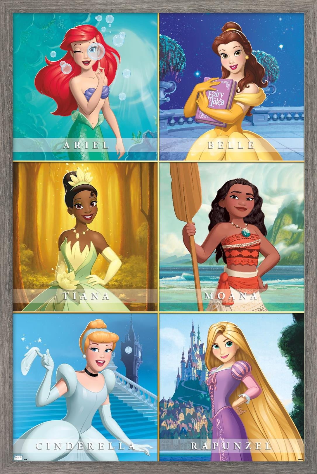 Disney Princess - Scenic Grid Wall Poster, 14.725" x 22.375" Framed ...