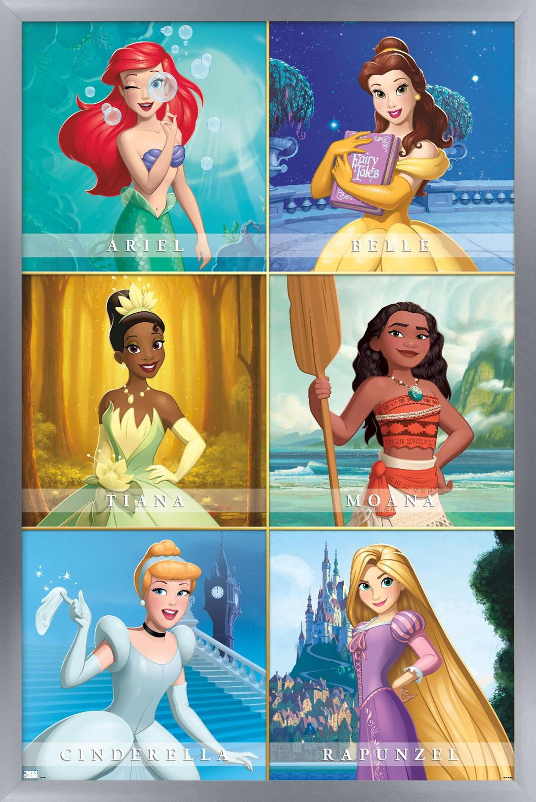 Disney Princess - Scenic Grid Wall Poster, 22.375" x 34" Framed ...