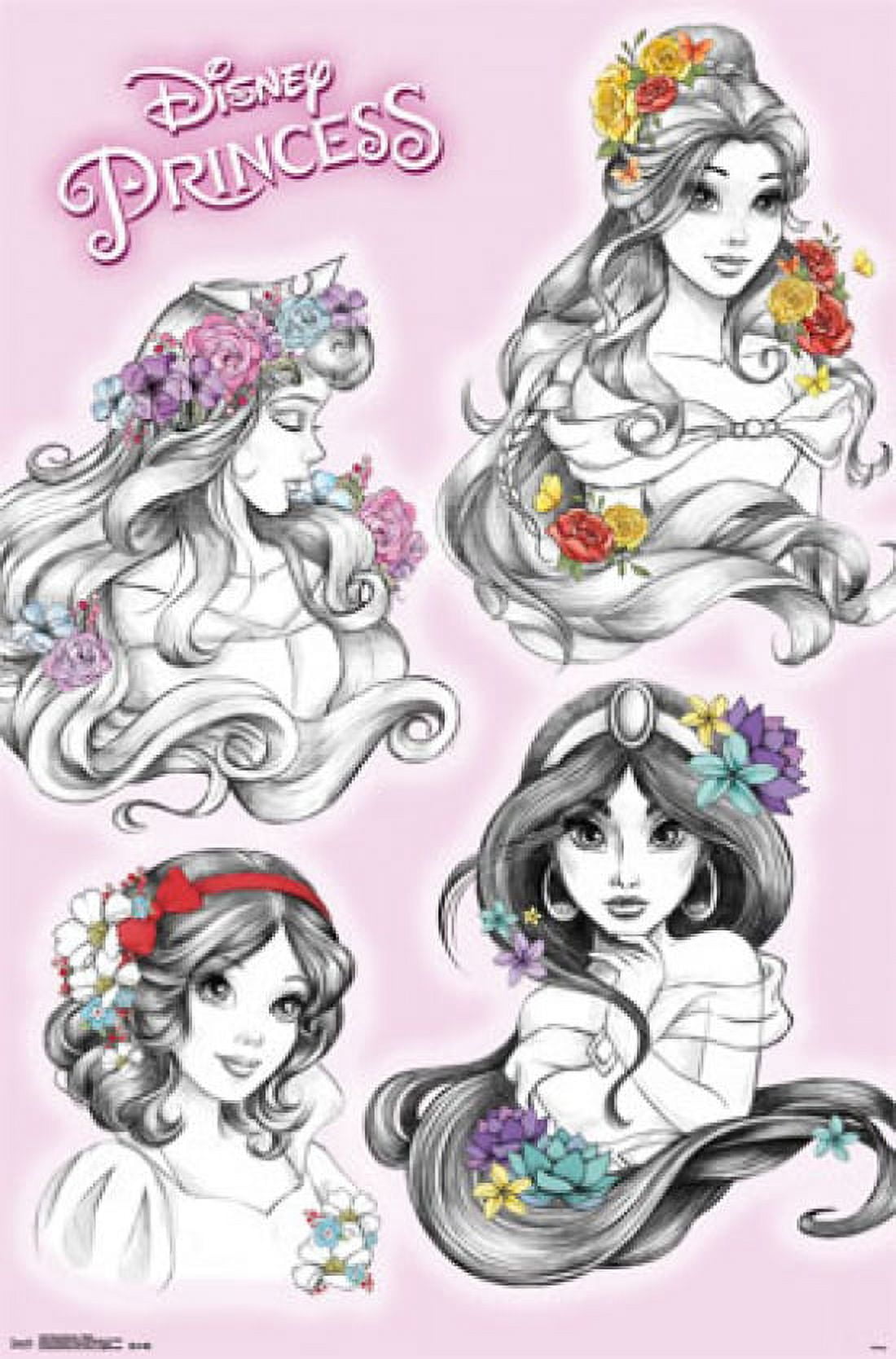 Disney Princess - Sketch Laminated Poster Print (22 x 34) - Walmart.com