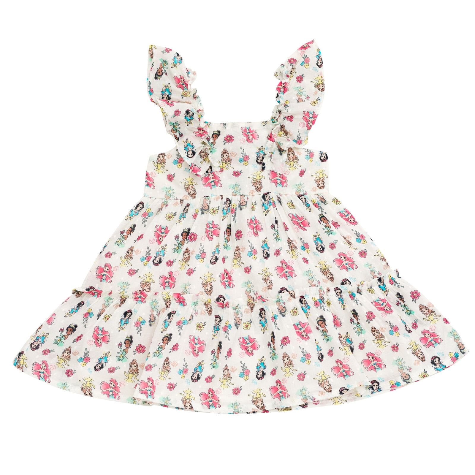 Disney Princess Snow White Belle Tiana Square Neck Ruffle Dress Toddler ...