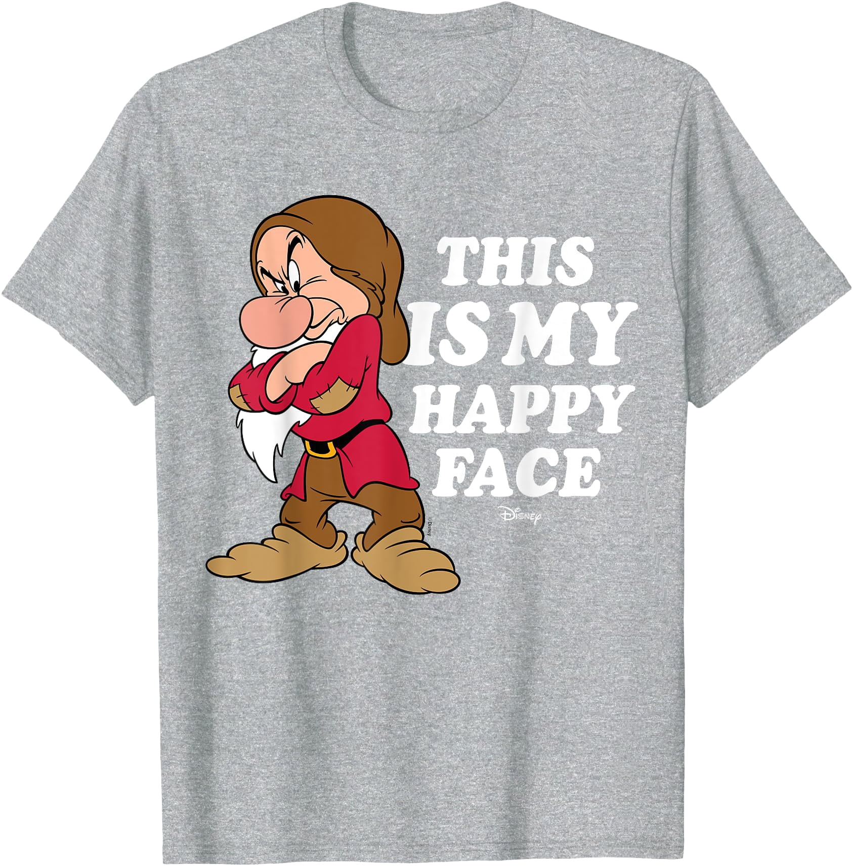 Disney Princess - Snow White Grumpy Happy Face T-Shirt,Sport Grey Color ...