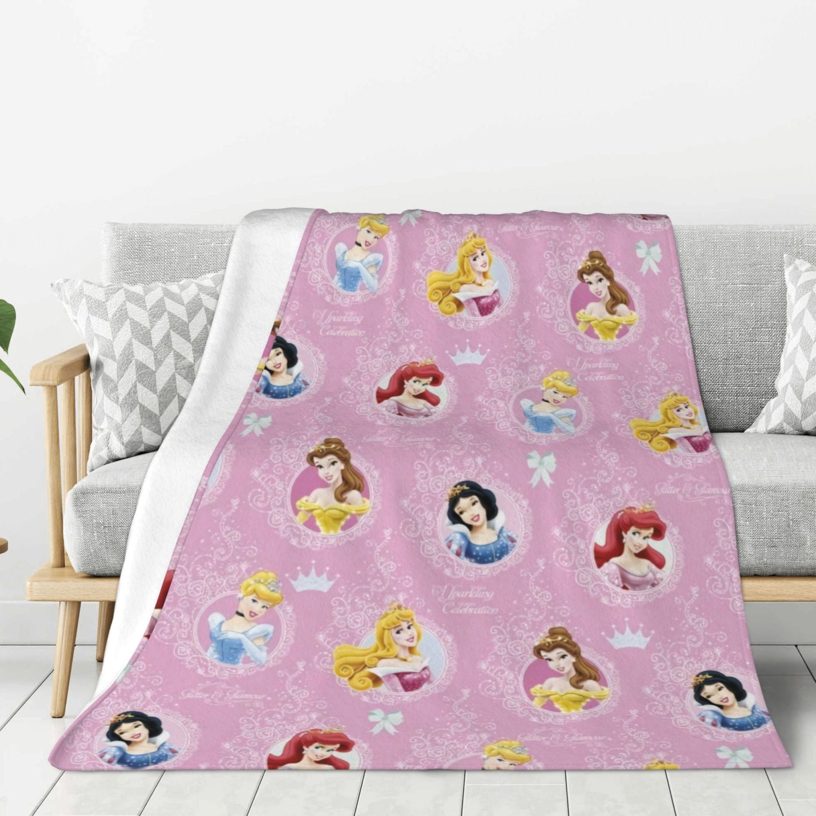 Disney&Princess Squad Group Belle Ariel Snow White Blanket for Couch ...
