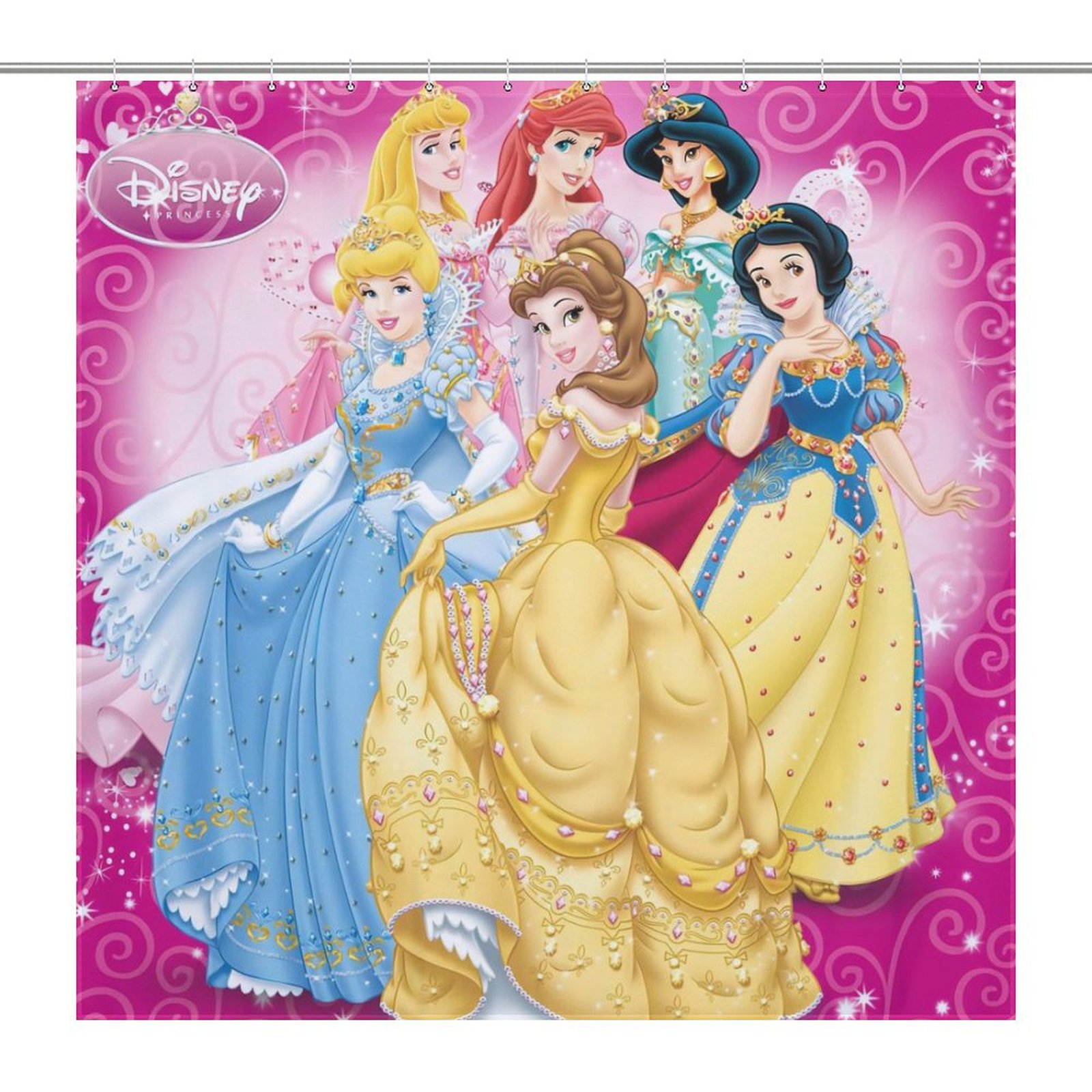 Disney& Princess Squad Group Belle Ariel Snow White Shower Curtain ...