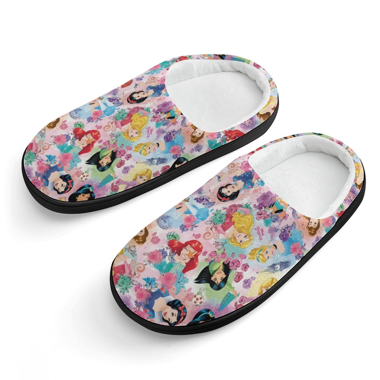 Disney&Princess Squad Group Flowers Slippers for Kids Girls,Soft Plush ...