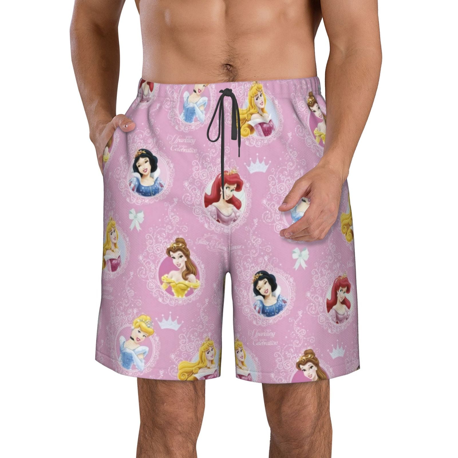 Disney Princess Squad Summer Beach Sign Mens Swim Trunks Quick Dry ...