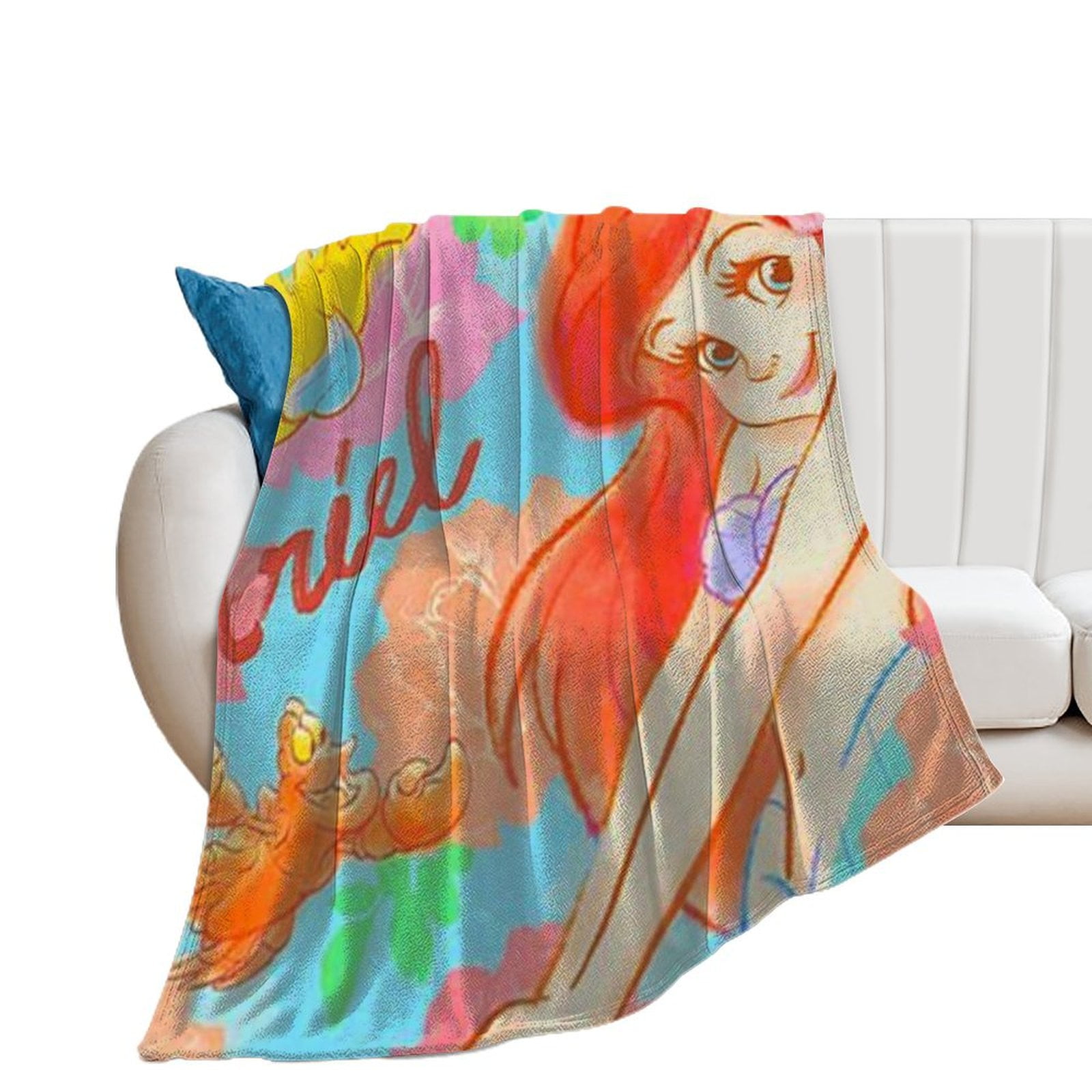 Disney Princess The Little Mermaid Ariel Cartoon Flannel Blanket Sofa ...