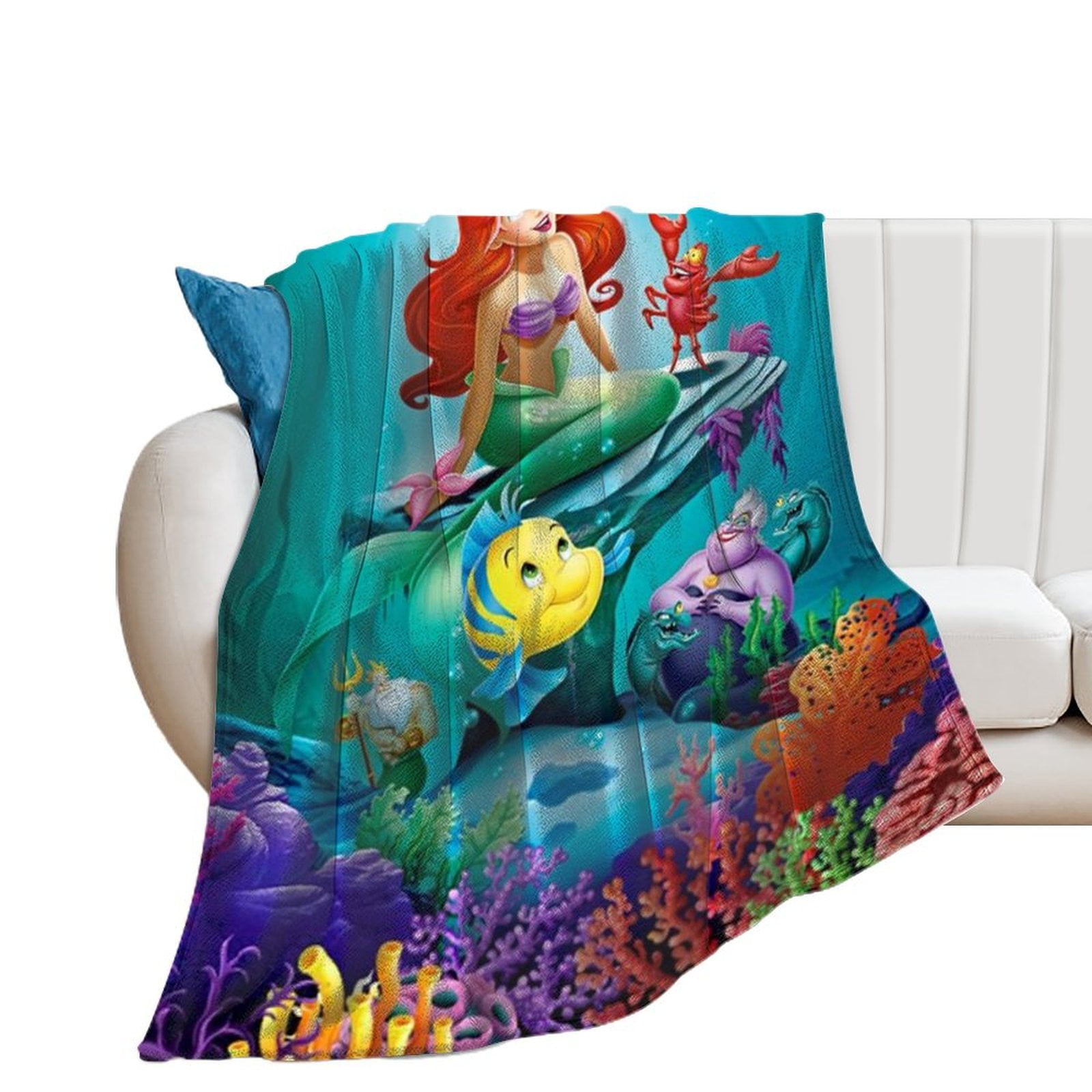 Disney Princess The Little Mermaid Ariel Cartoon Flannel Blanket Sofa ...