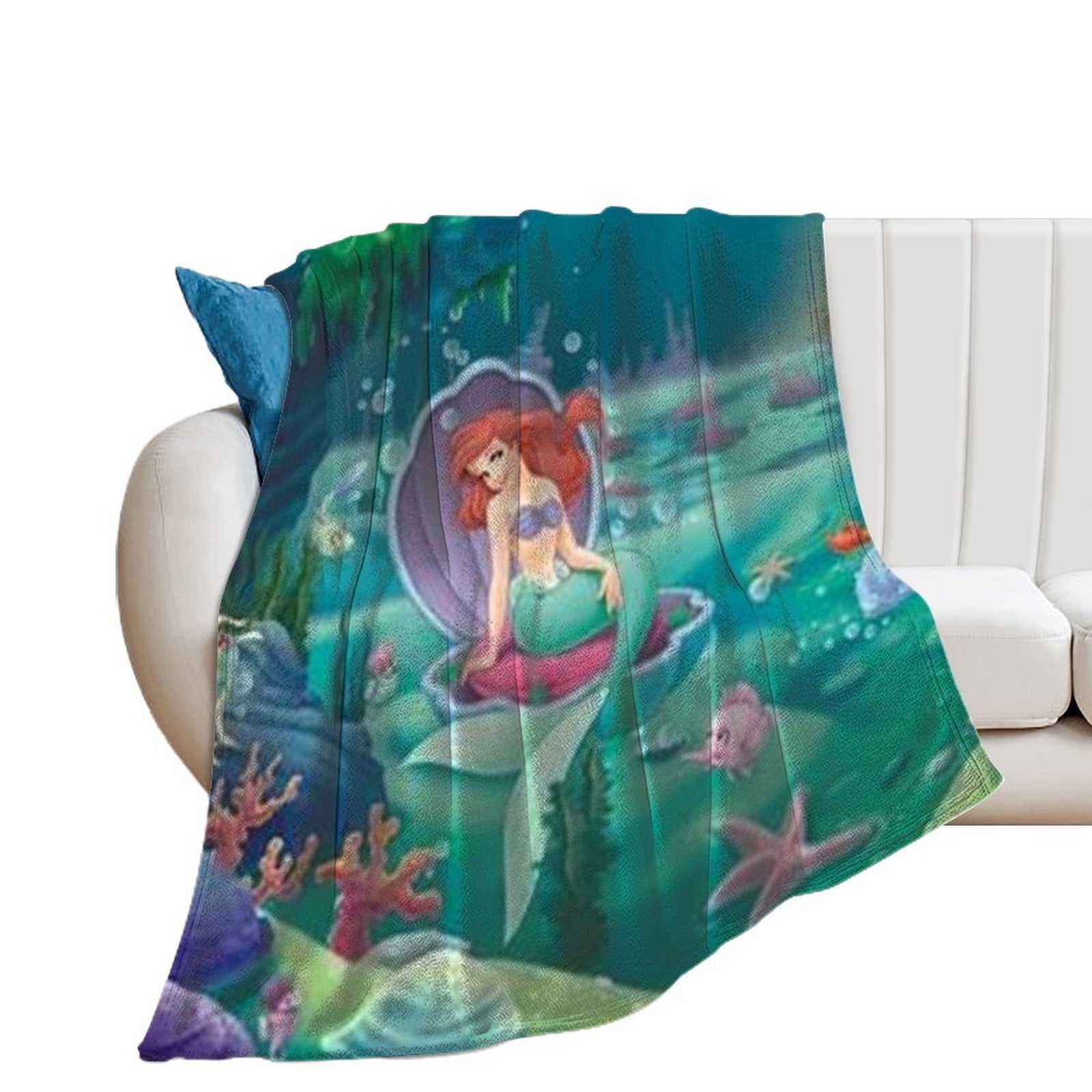 Disney Princess The Little Mermaid Ariel Cartoon Flannel Blanket Sofa ...