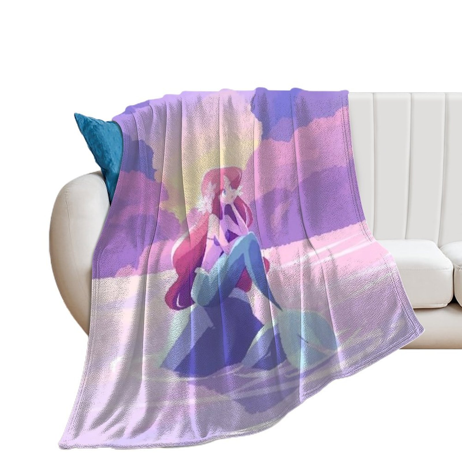 Disney Princess The Little Mermaid Ariel Cartoon Flannel Blanket Sofa ...