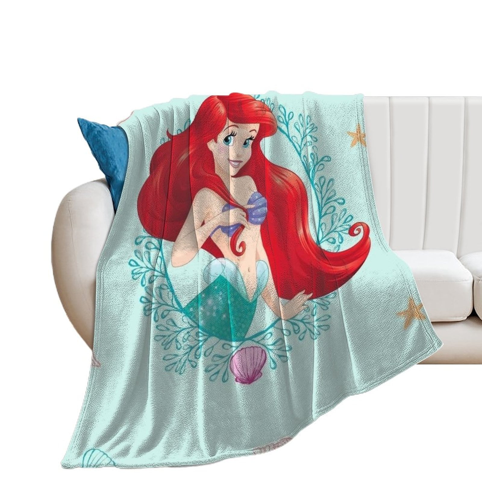 Disney Princess The Little Mermaid Ariel Cartoon Flannel Blanket Sofa ...