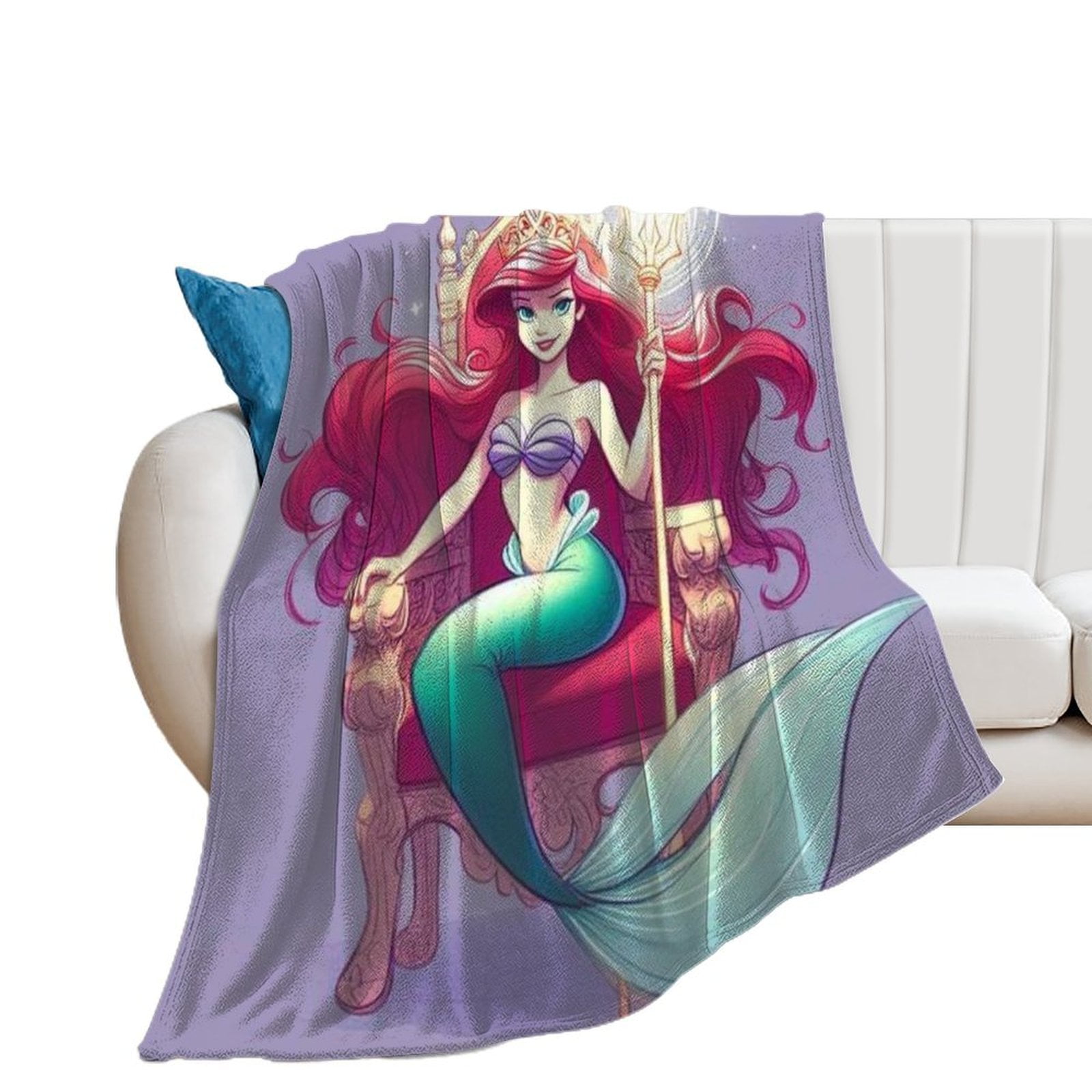 Disney Princess The Little Mermaid Ariel Cartoon Flannel Blanket Sofa ...