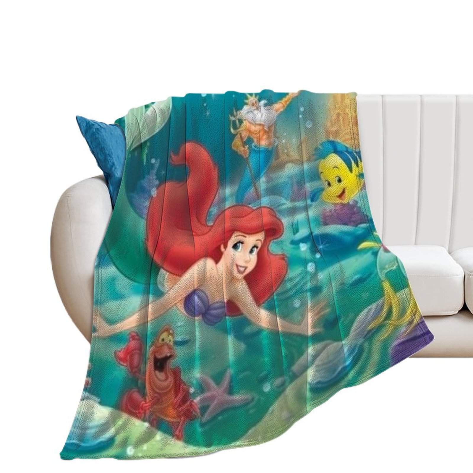 Disney Princess The Little Mermaid Ariel Cartoon Flannel Blanket Sofa ...