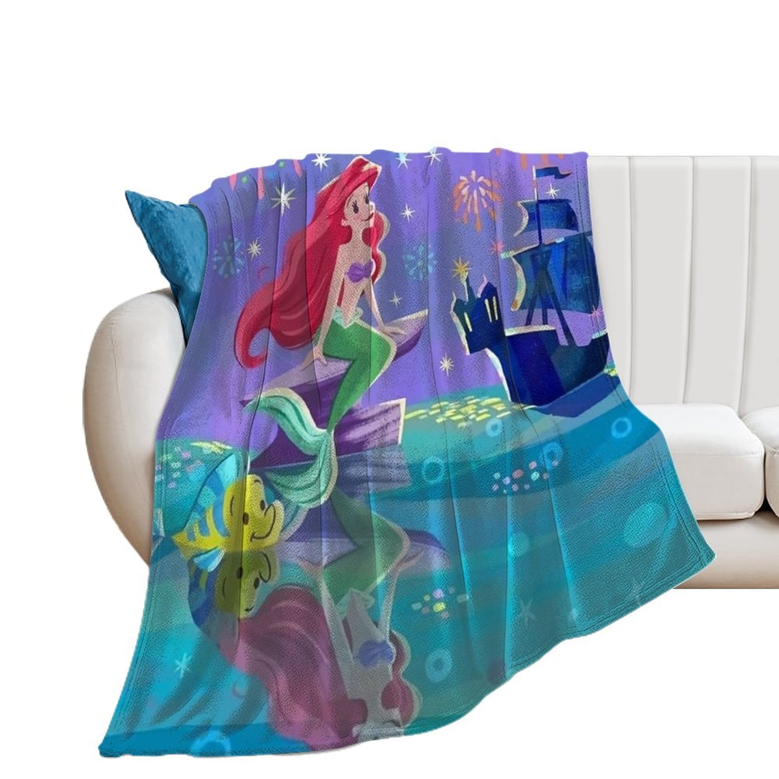 Disney Princess The Little Mermaid Ariel Cartoon Flannel Blanket Sofa ...