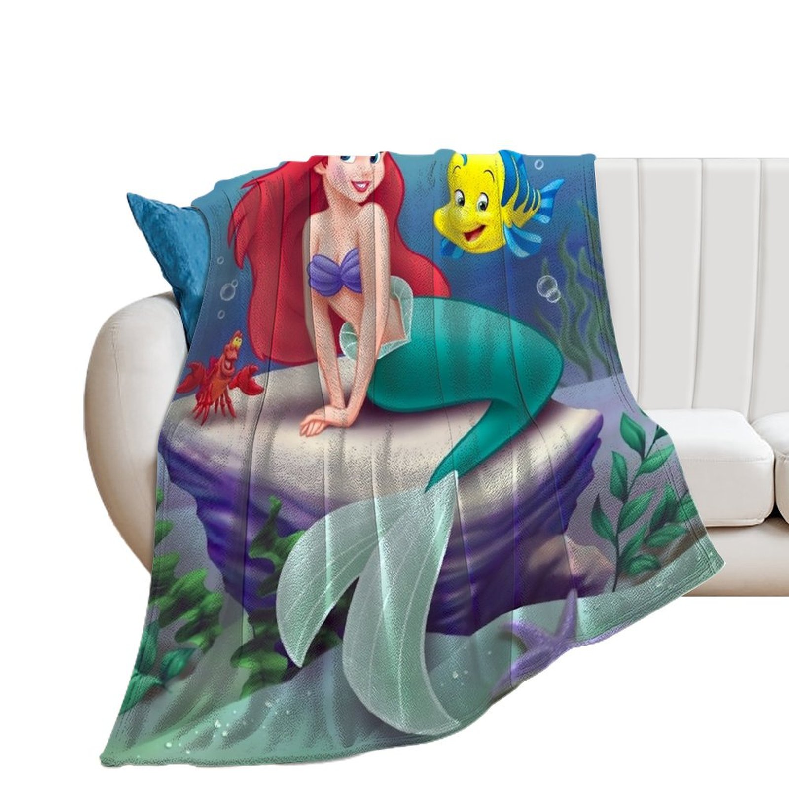 Disney Princess The Little Mermaid Ariel Cartoon Flannel Blanket Sofa ...