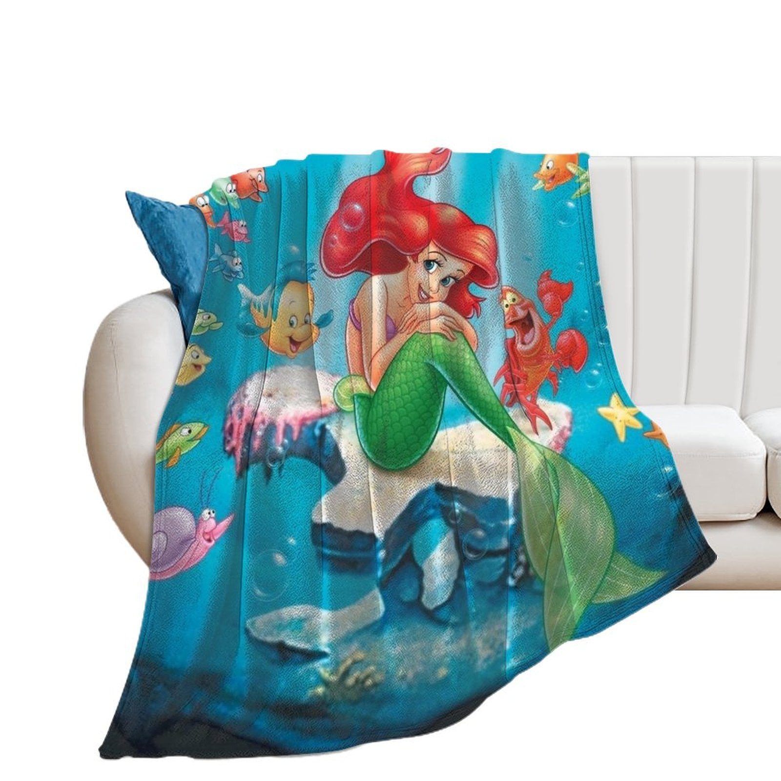 Disney Princess The Little Mermaid Ariel Cartoon Flannel Blanket Sofa ...