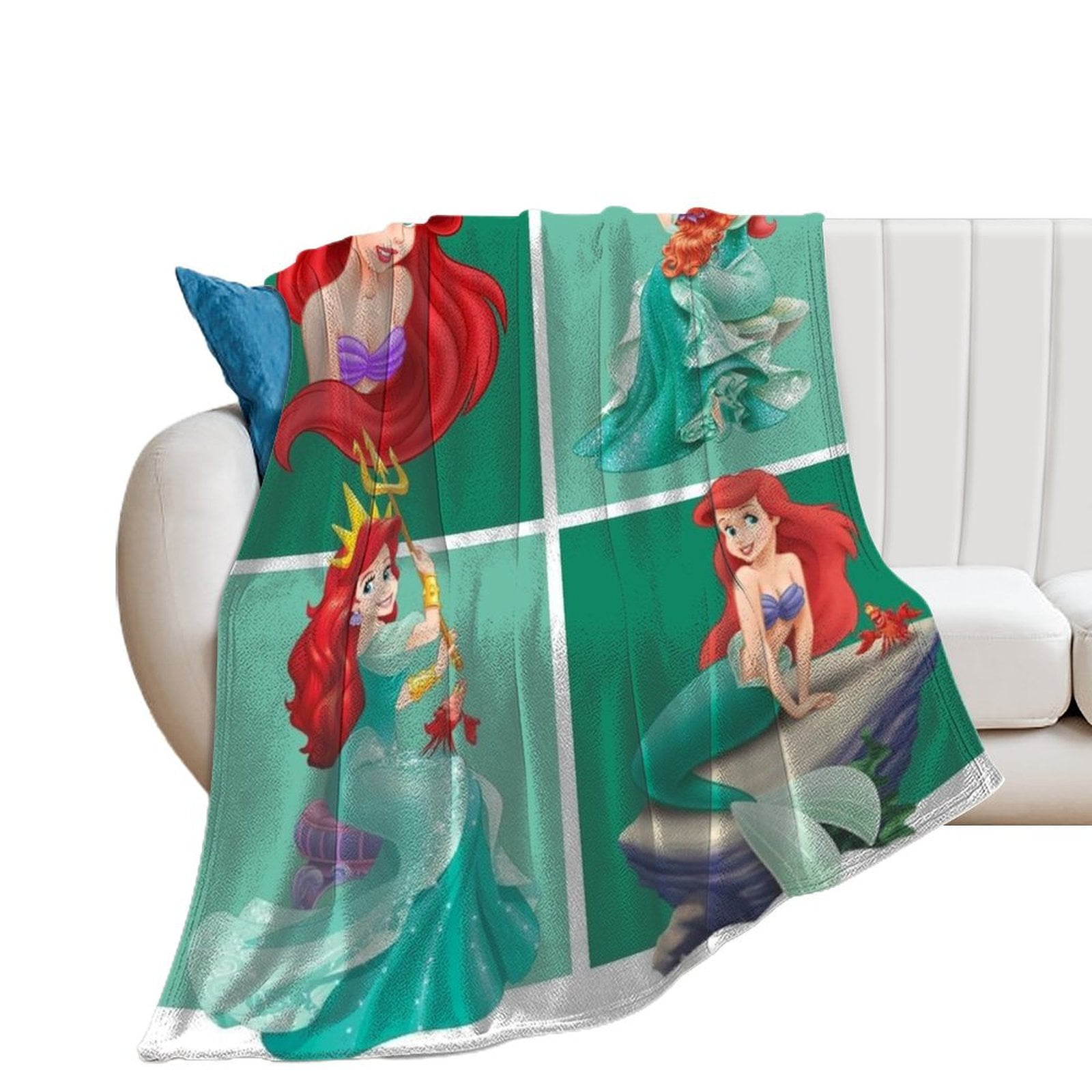 Disney Princess The Little Mermaid Ariel Cartoon Flannel Blanket Sofa ...