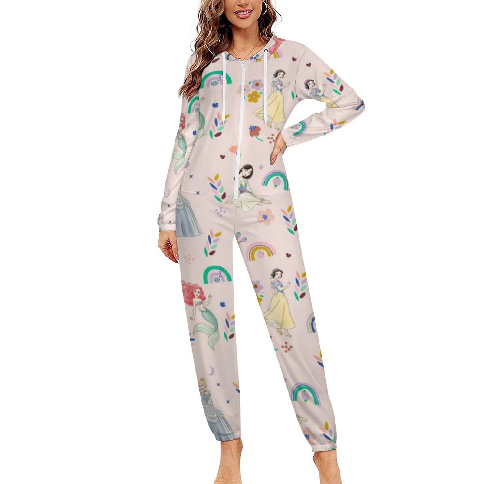 Disney Princess The Little Mermaid Ariel Hood zipper one-piece pajamas ...