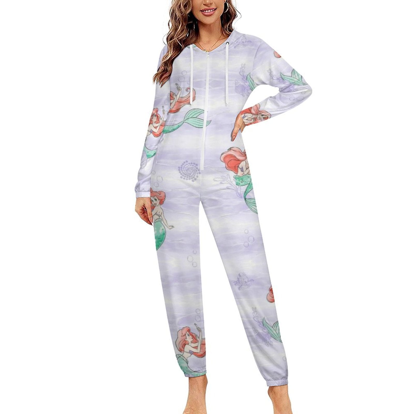 Disney Princess The Little Mermaid Ariel Hood zipper one-piece pajamas ...