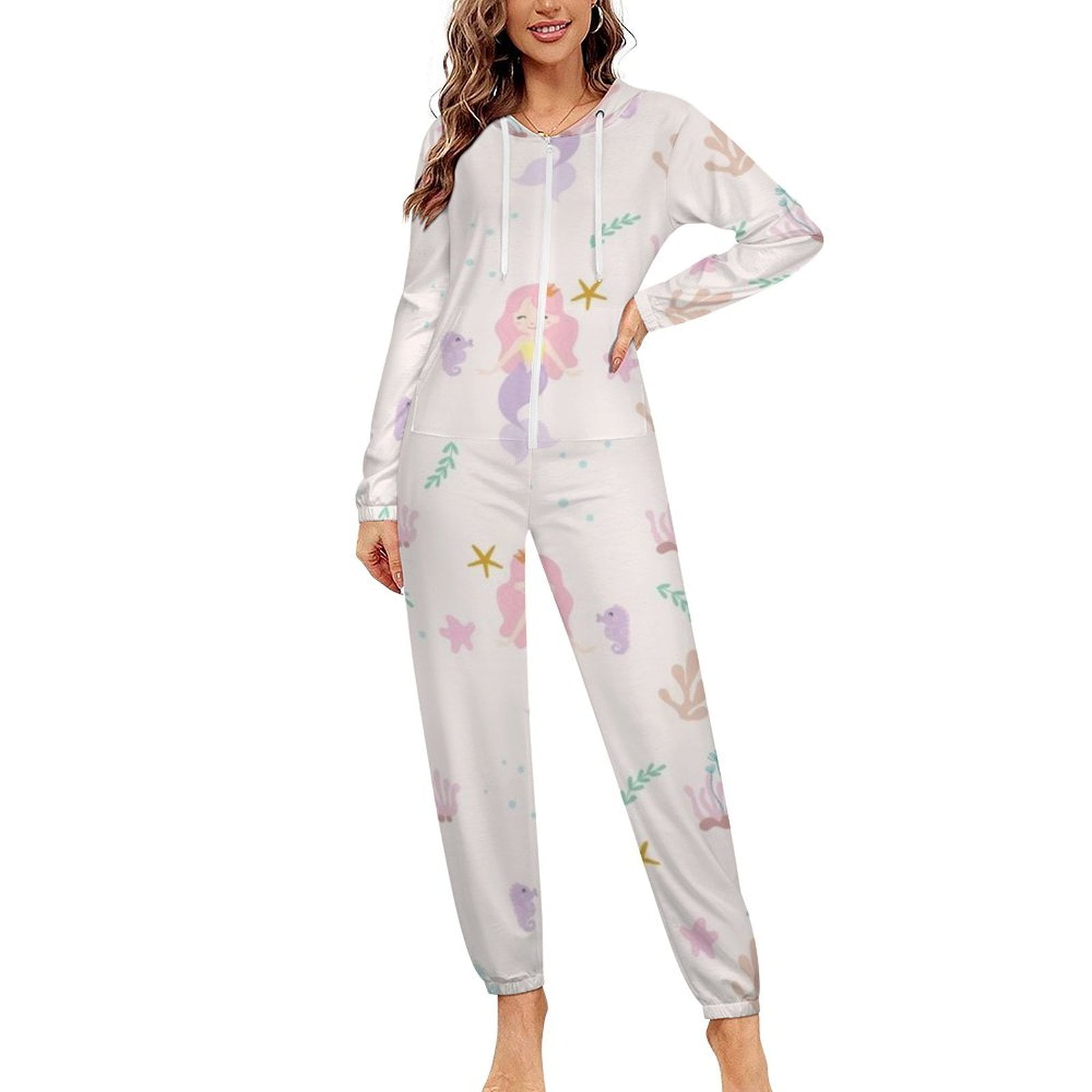 Disney Princess The Little Mermaid Ariel Hood zipper one-piece pajamas ...