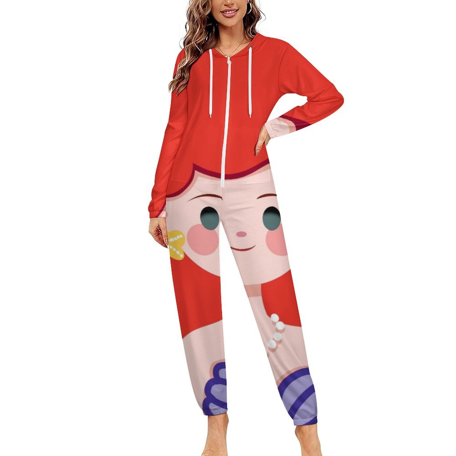 Disney Princess The Little Mermaid Ariel Hood zipper one-piece pajamas ...