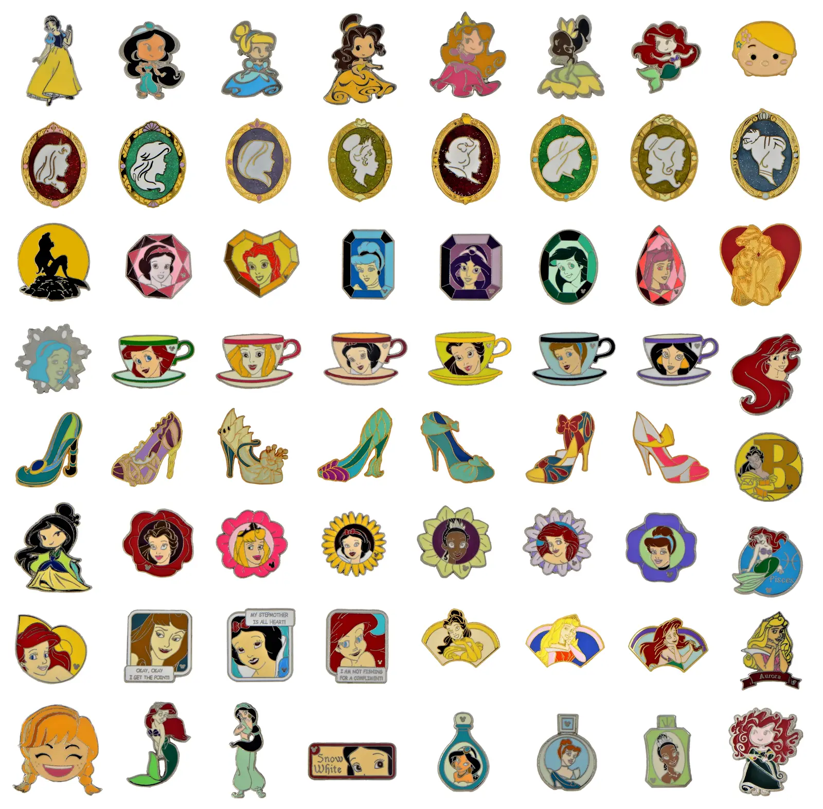 Disney Princess Themed with the Rubber Mickey Back Button Pins, 5 Count ...