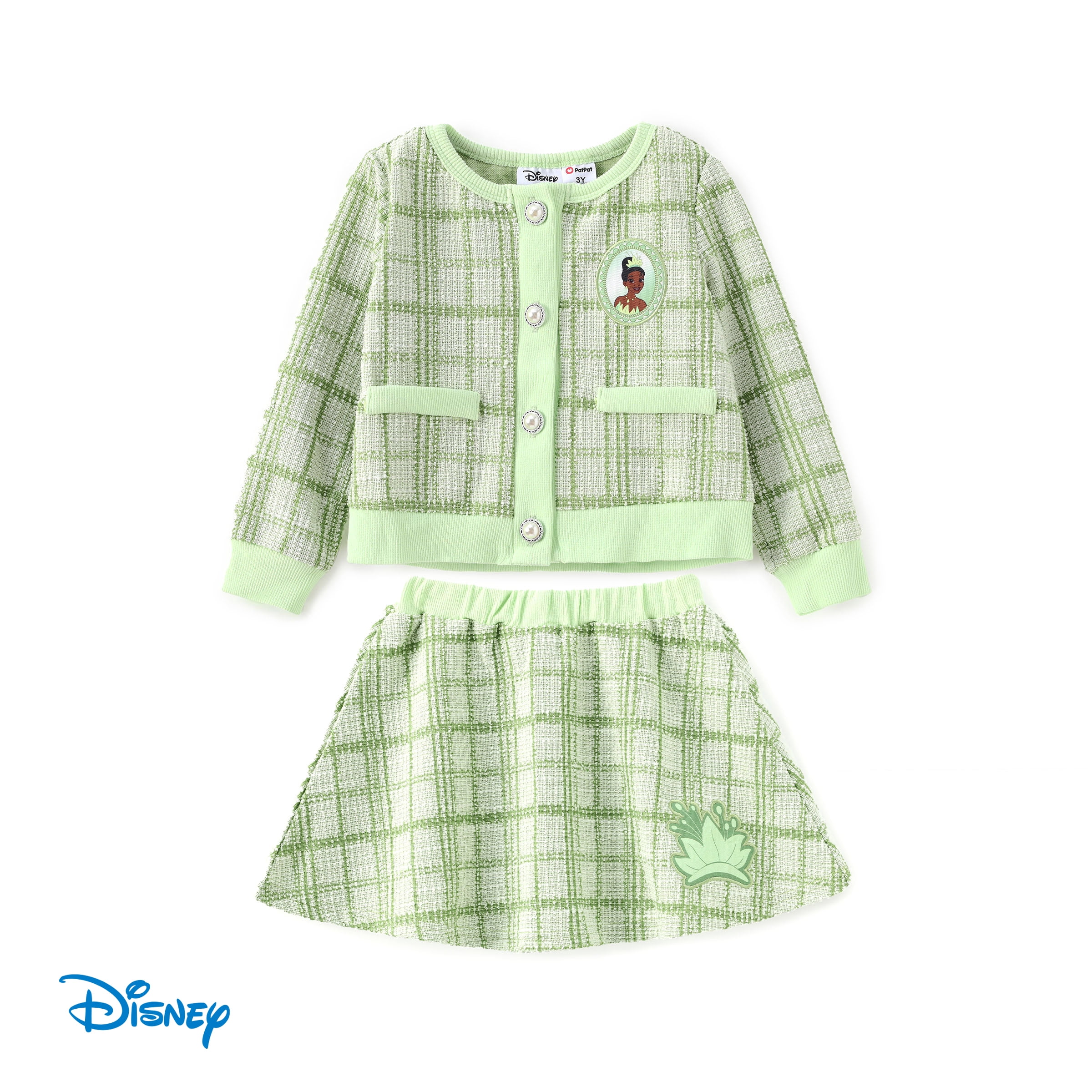 Disney Princess Tiana Girls Skirts Set Preppy Plaid Tweed Jackets and ...