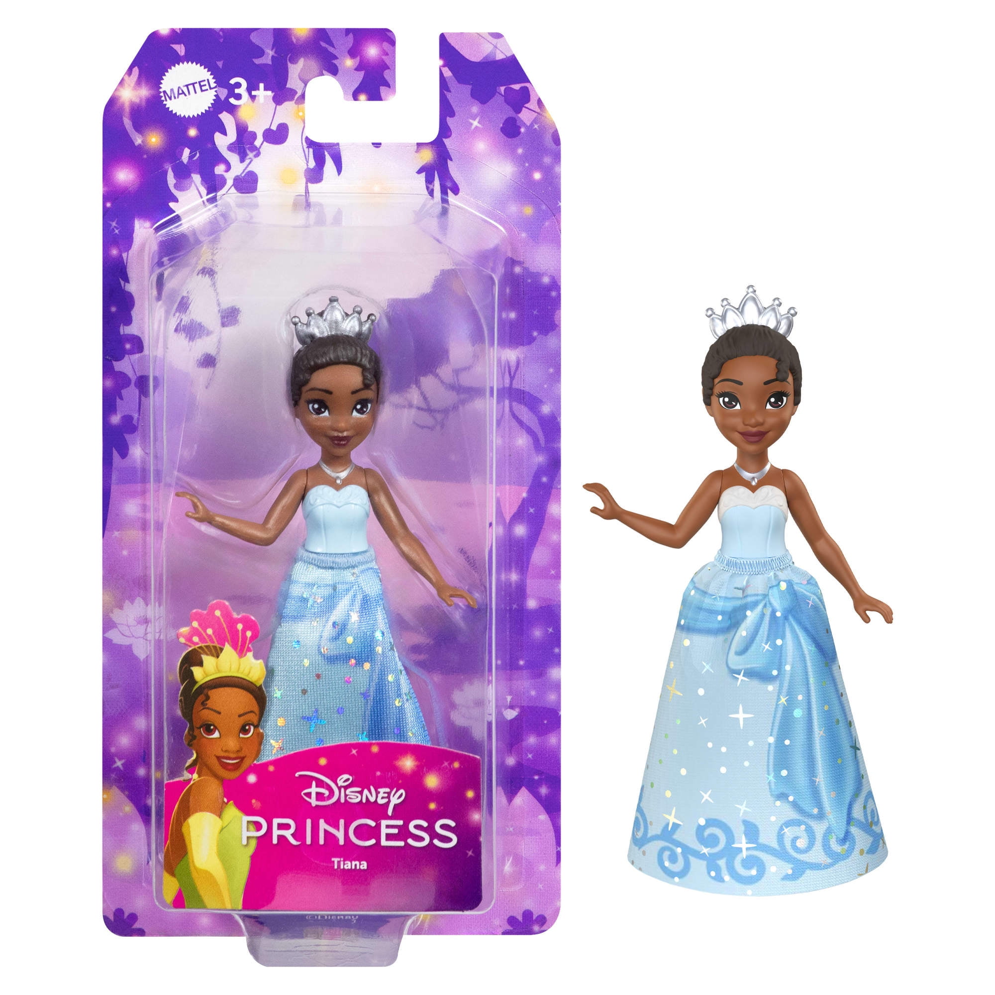 Disney Princess Tiana Posable Small Doll in Shiny Outfit with Removable ...