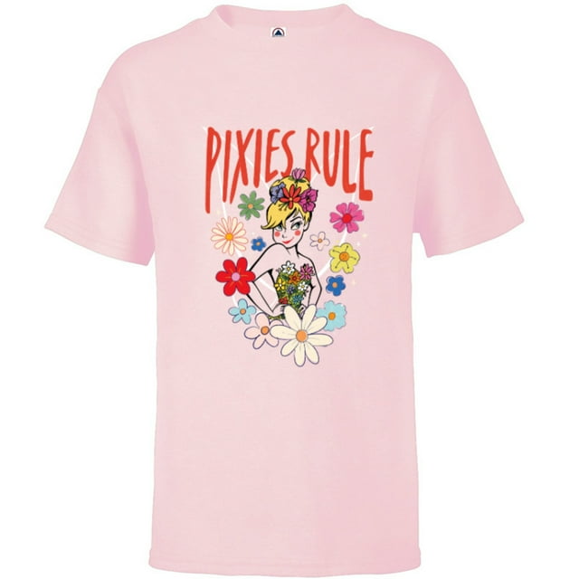 Disney Princess Tinker Bell Pixies Rule - Short Sleeve T-Shirt for Kids - Customized-Soft Pink ...