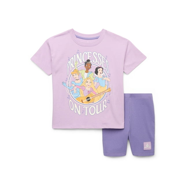 Disney Princess Toddler Girl Graphic Tee and Bike Shorts Set, 2-Piece ...