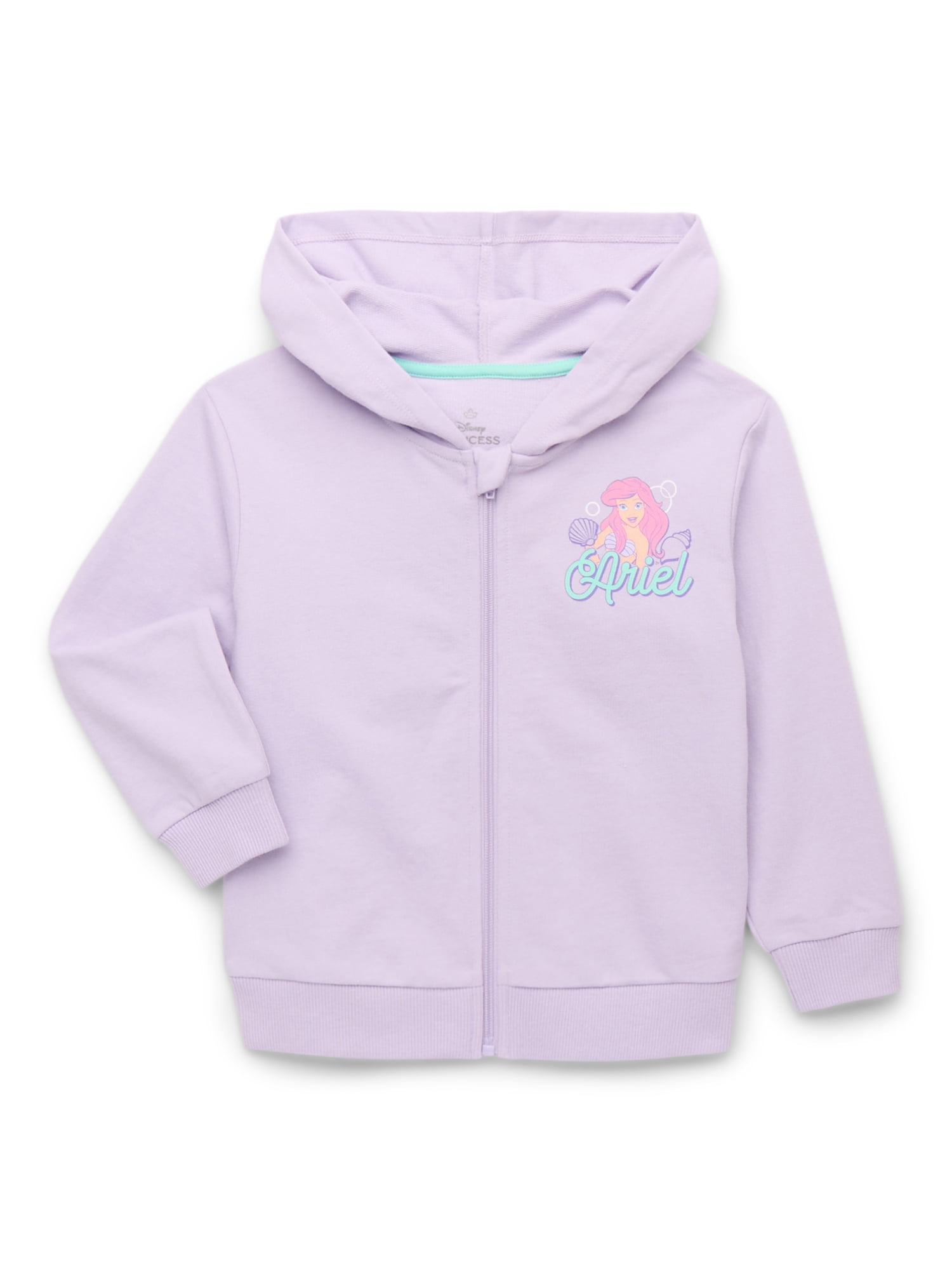 Disney Princess Toddler Girl Little Mermaid Ariel Full-Zip Hoodie with ...