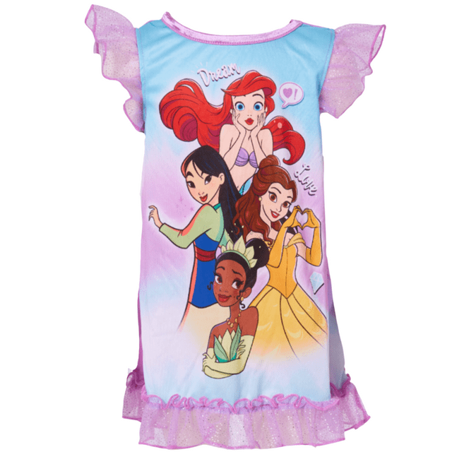 Disney Princess Toddler Girl Night Fantasy Sleep Gown, Ariel Belle ...