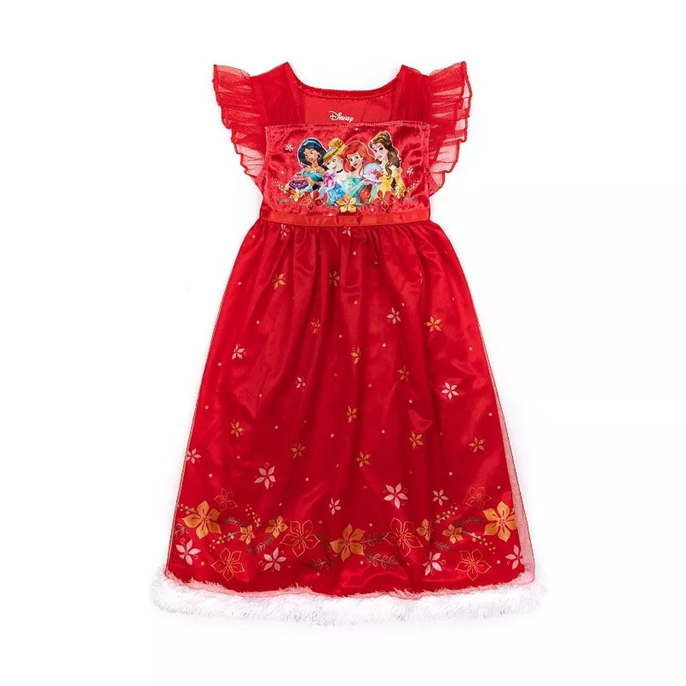 Disney Princess Toddler Girl's Christmas Holiday Red Poinsettia ...