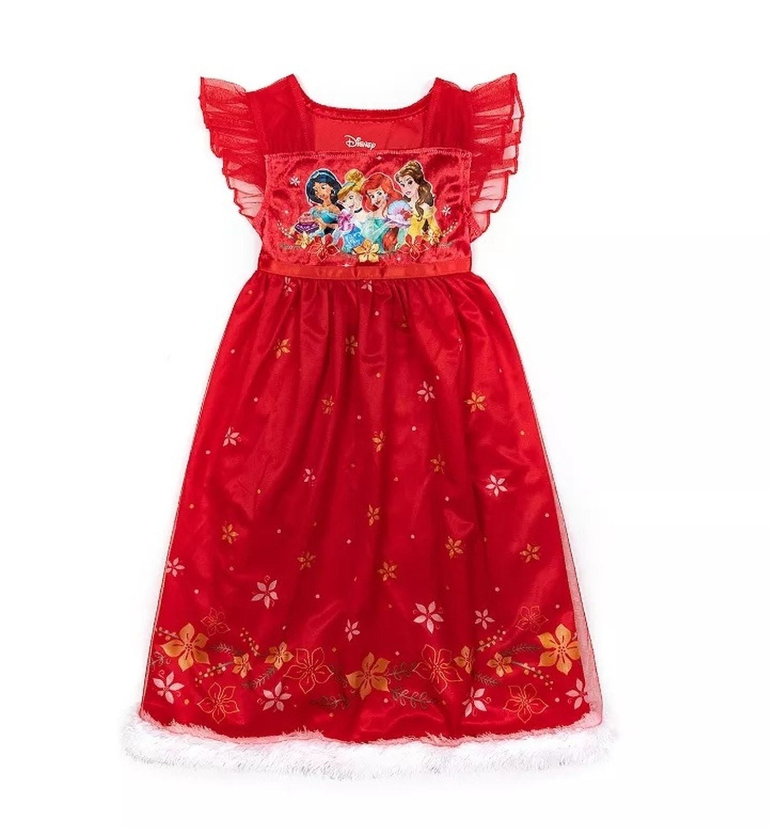 Disney Princess Toddler Girl's Christmas Holiday Red Poinsettia ...