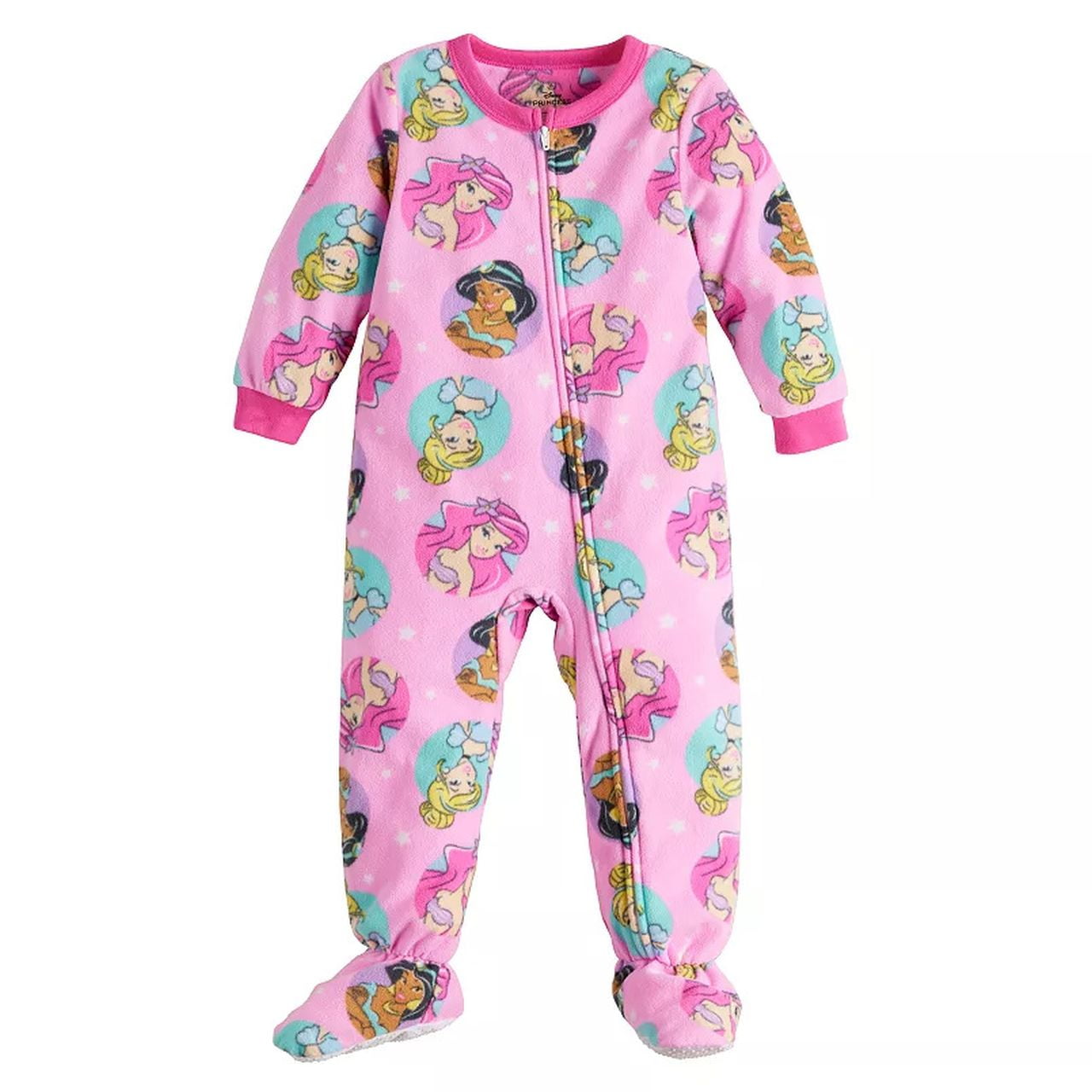 Disney Princess Toddler Girl's Pink Soft Fleece Character Footed Pajama ...