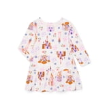 Disney Princess Toddler Girls Castle Print Drop Waist Dress with Long ...