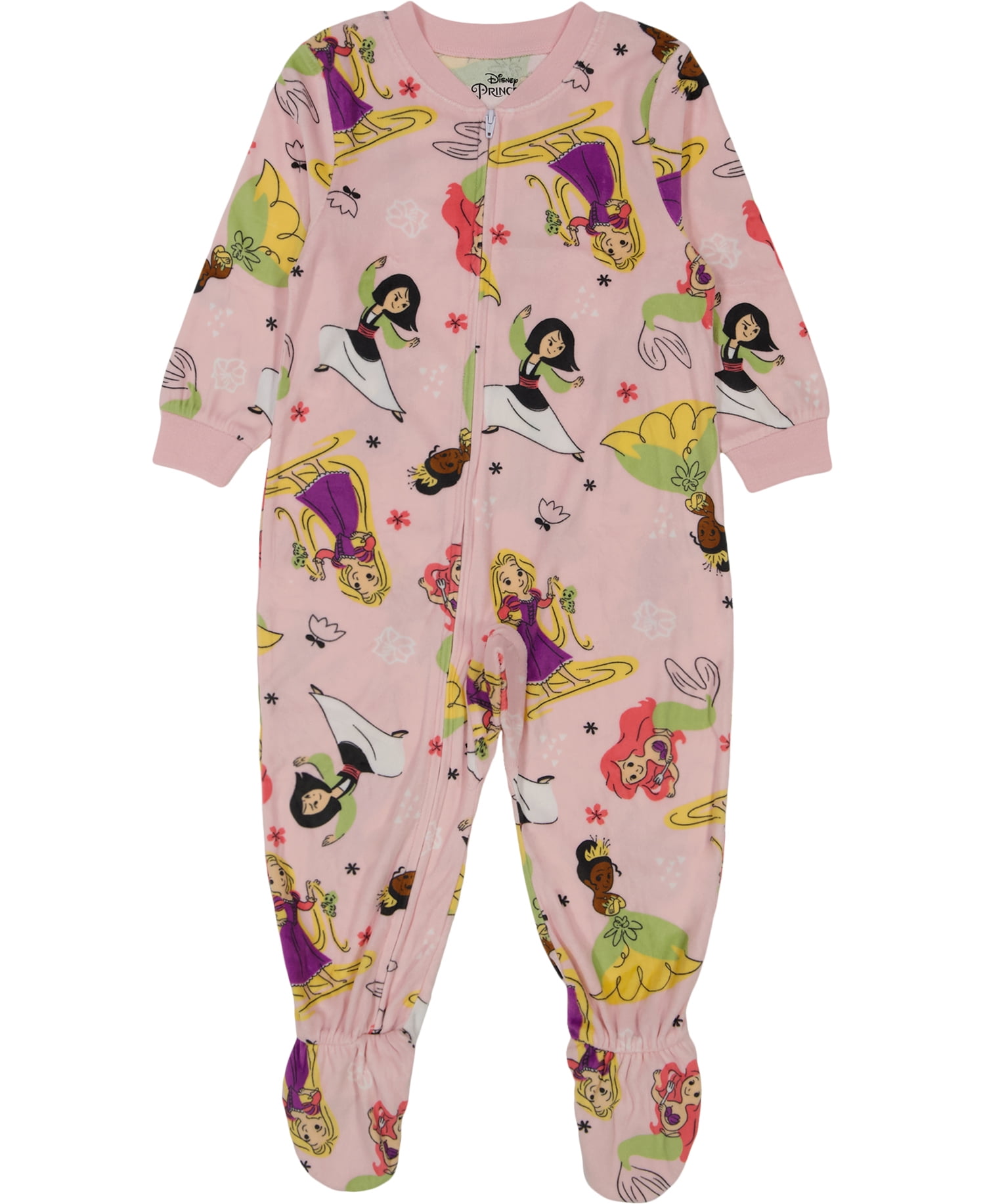 Disney Princess Toddler Girls One Piece Sleeper Pajamas, Sizes 12M-5T ...