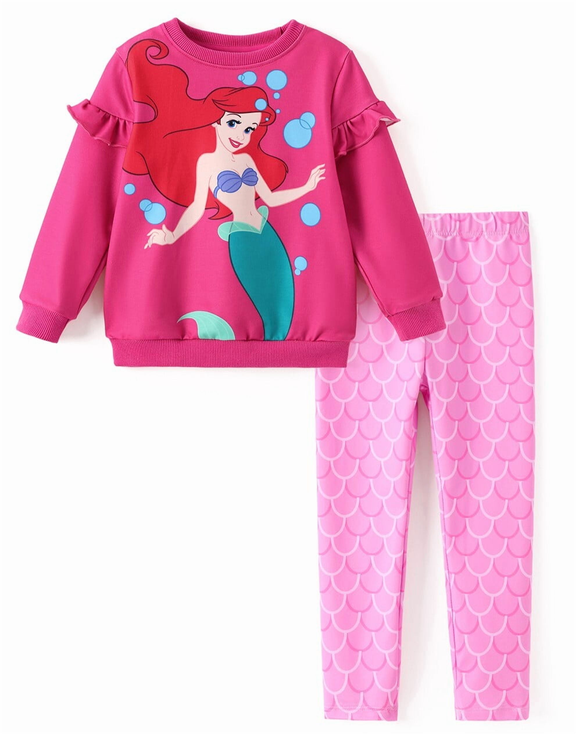 Disney Princess Toddler Girls Ruffle Sweatshirt and Leggings Ariel ...