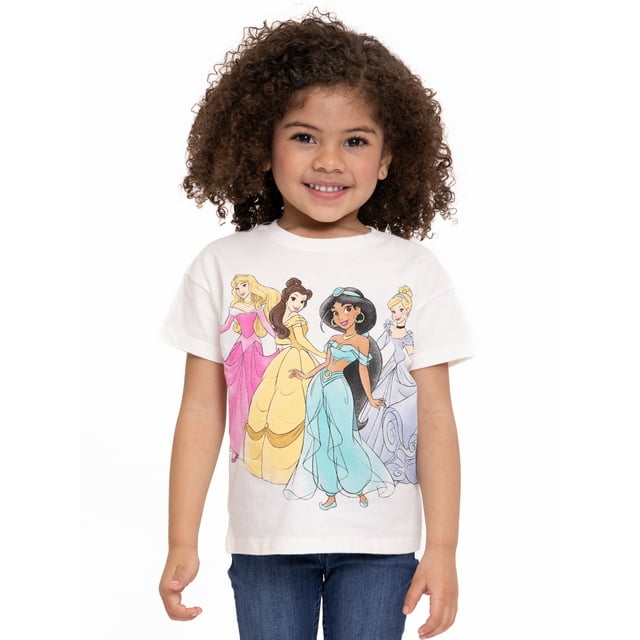 Disney Princess Toddler Girls Short Sleeve Crewneck T-Shirt, Sizes 12M ...