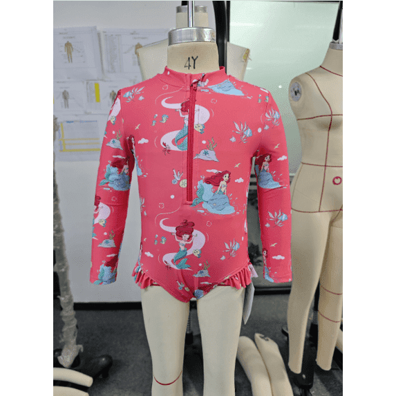 Disney Princess Toddler Girls Swimsuits Ariel Zipper Rash Guard One ...