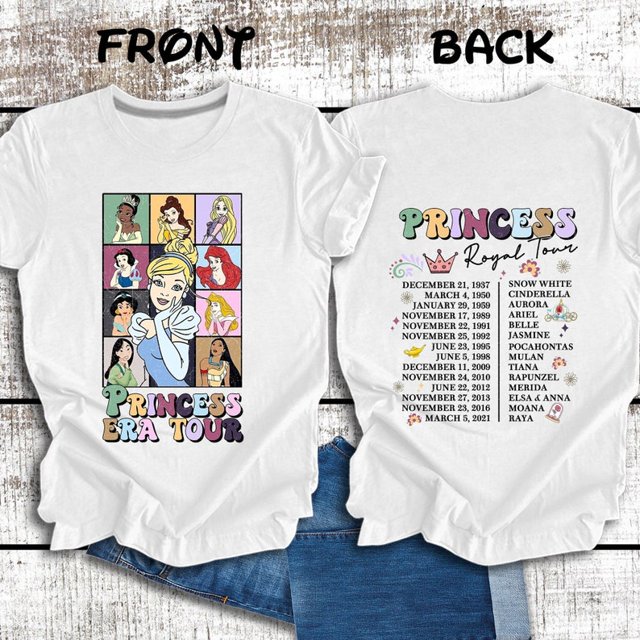 Disney Princess Tour Tee, Disney Princess Characters Era Tour Shirt ...