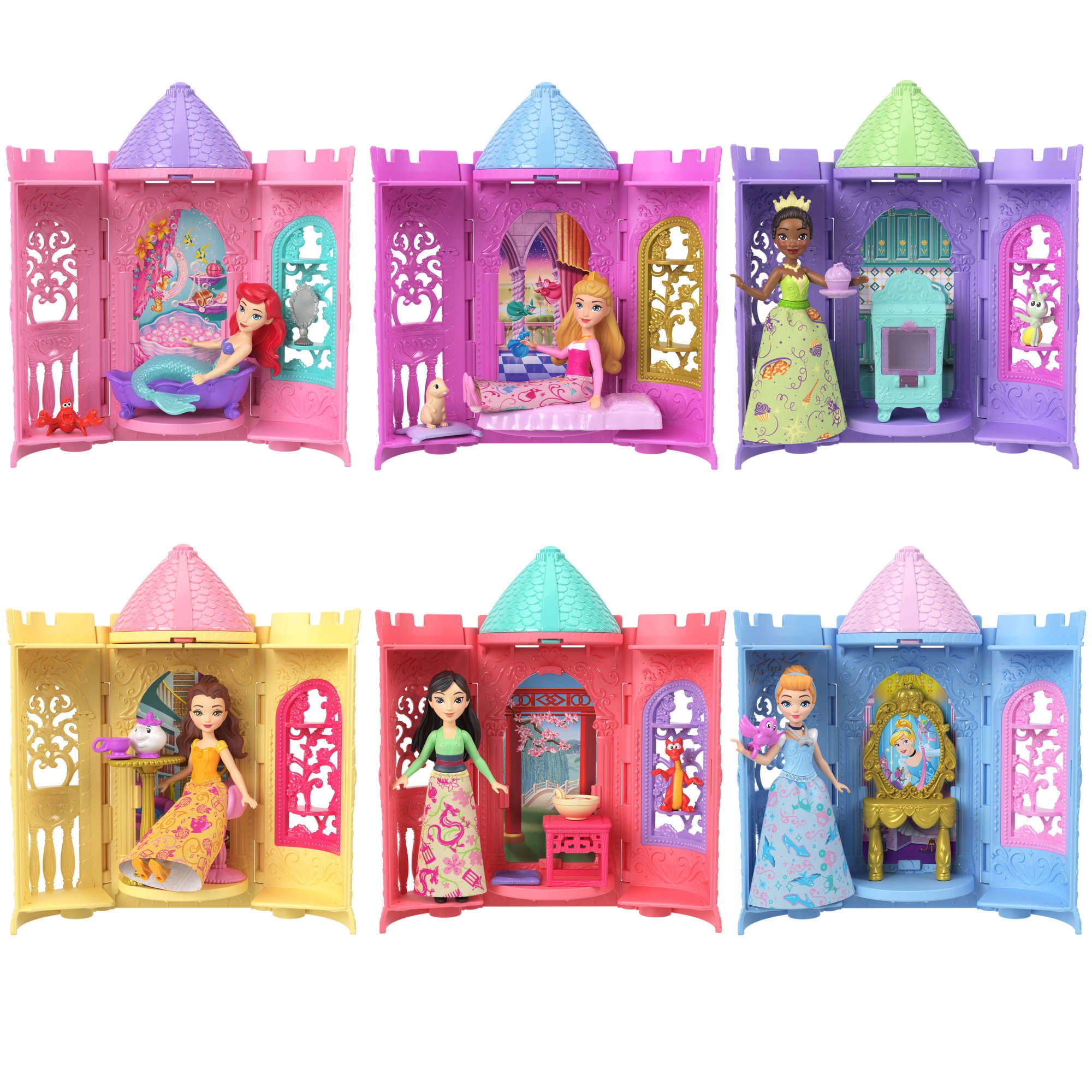 Disney Princess Tower Surprise Small Dolls & Stacking Playsets with 5 ...