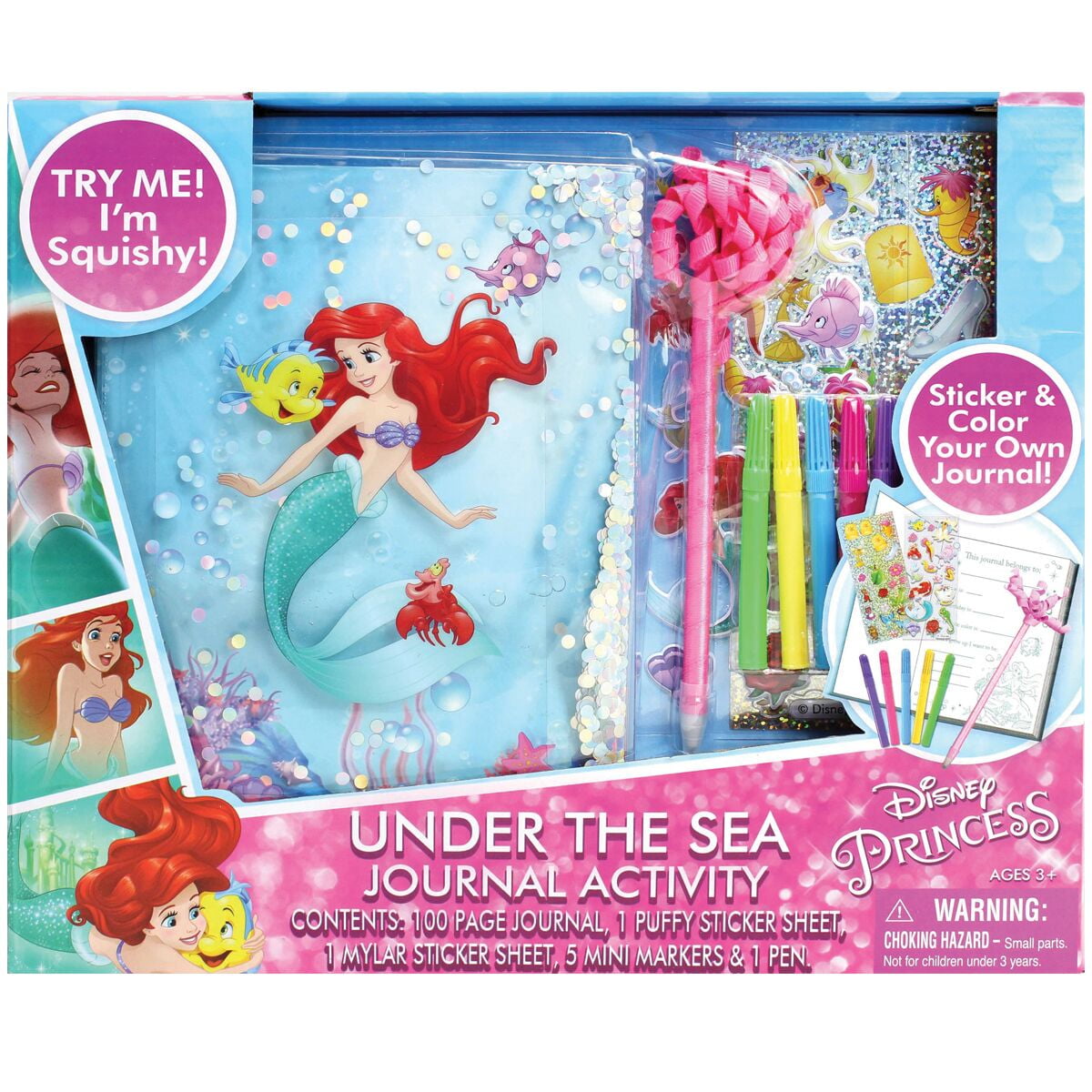 Disney Princess Under The Sea Jelly Journal w/ 100 Pages, Sticker Sheet ...