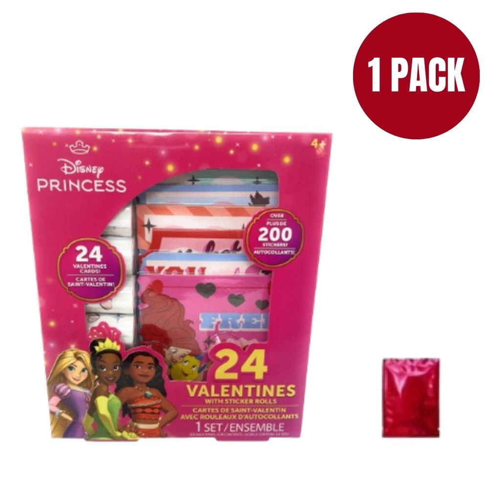 Disney Princess Valentine’s Day Cards Set for Kids, 24 Valentine Cards ...