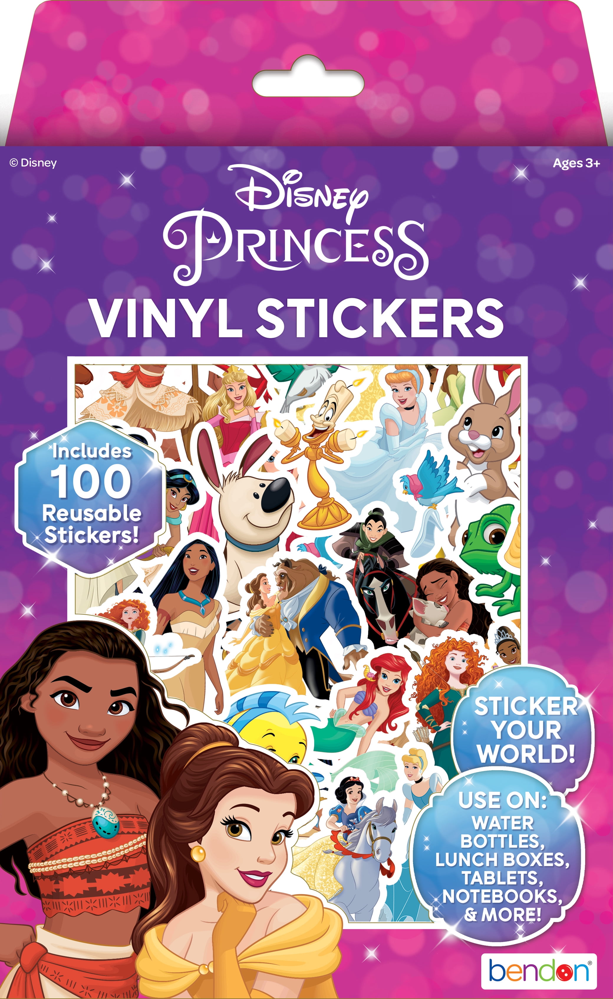 Disney Princess Vinyl Sticker Pack, 100 Multicolor Back-to-School Paper ...