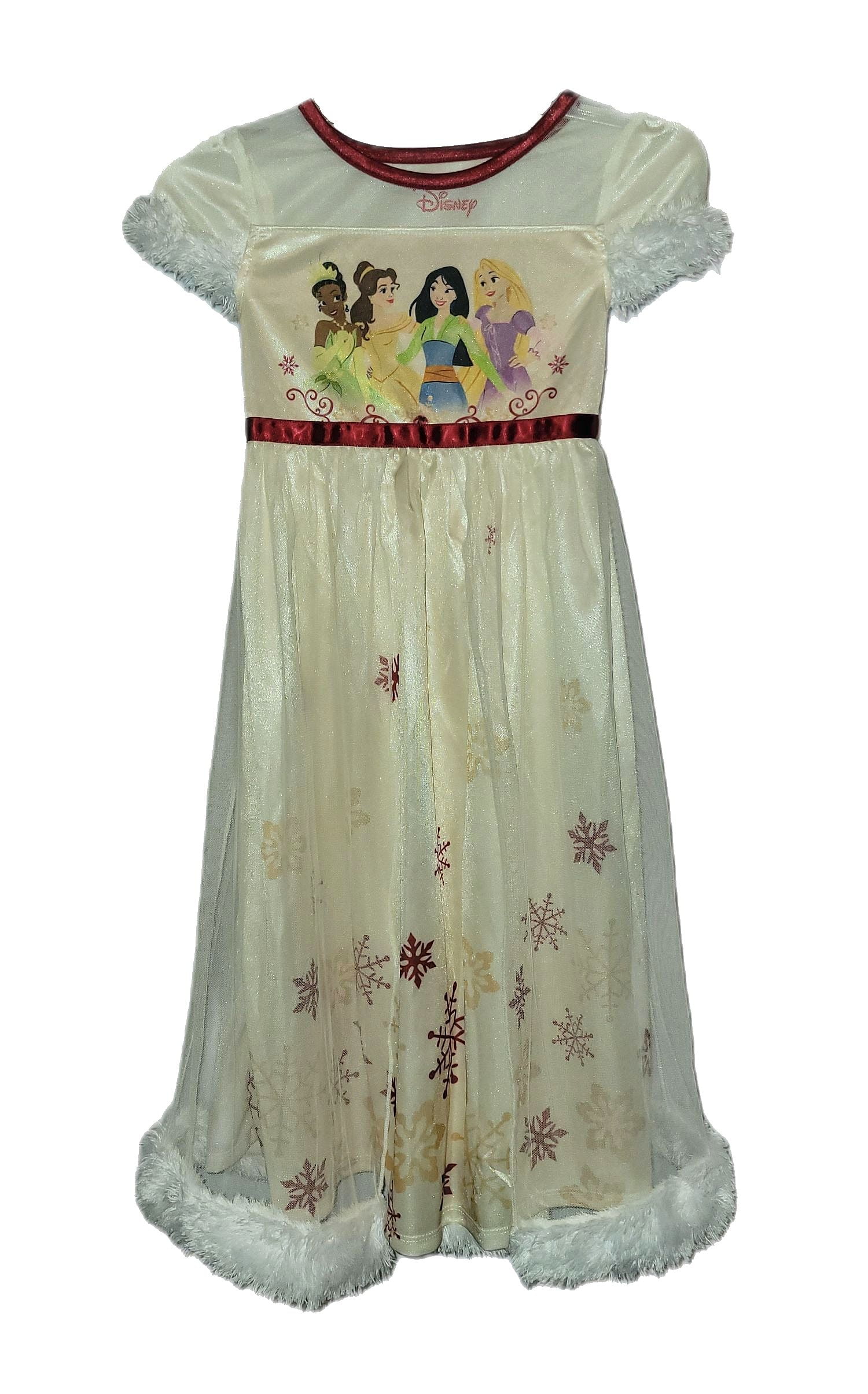 Disney Princess Winter Snowflake Print Christmas Nightgown (Large 10/12 ...