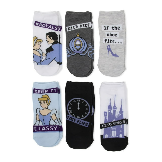 Disney Princess Women's Cinderella No Show Socks, 6 Pack - Walmart.com