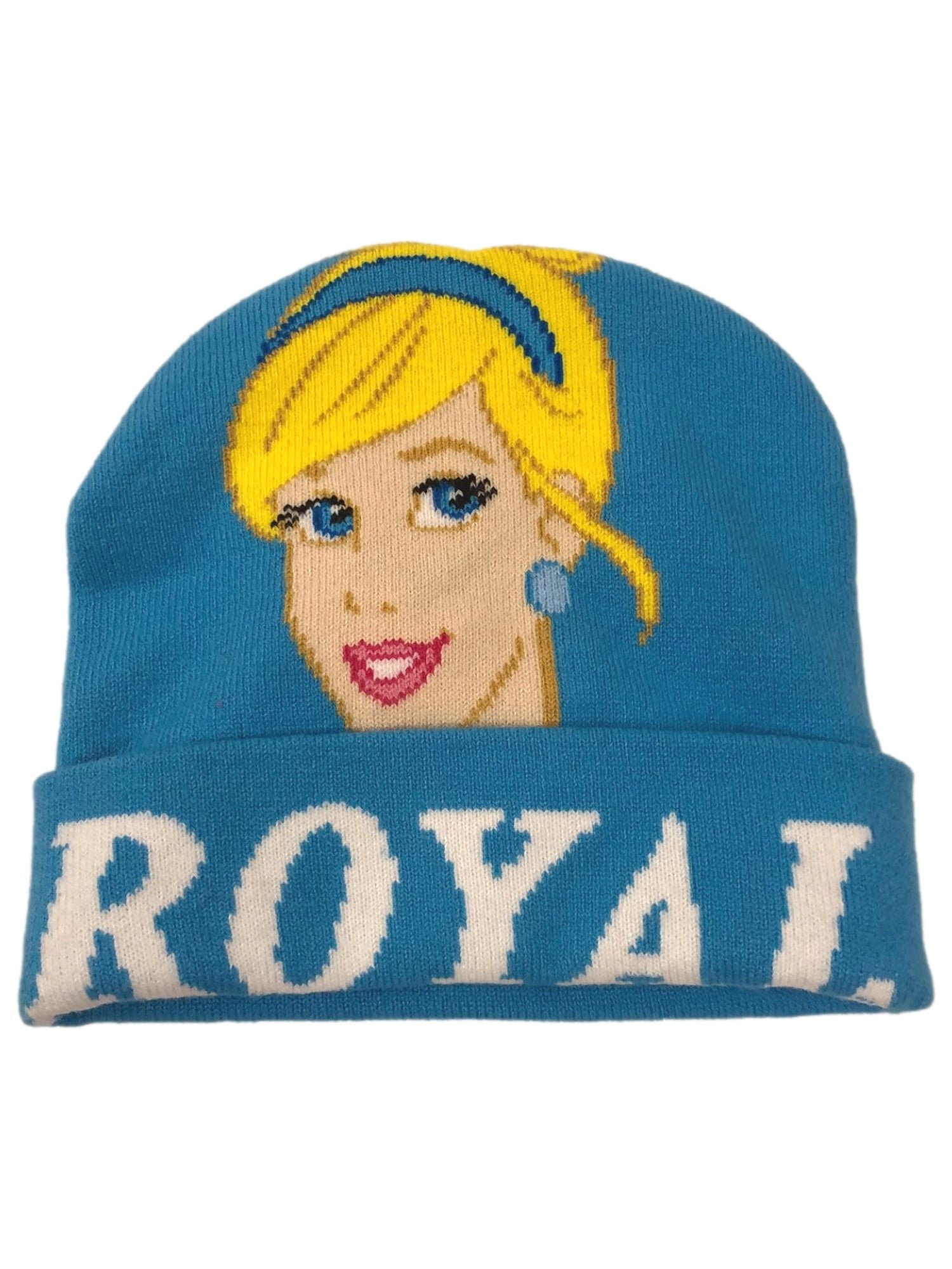Disney Princess Womens Blue Knit Royal Cuffed Stocking Cap Beanie Hat ...